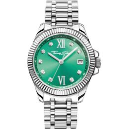 Quarzuhr Thomas Sabo "DIVINE" Armbanduhren silberfarben (silberfarben, grün) Damen Quarzuhren