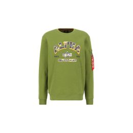 Sweater Alpha Industries "ALPHA Men - Sweatshirts College Camo Sweater" Gr. L, grün (moss green) Herren Sweatshirts