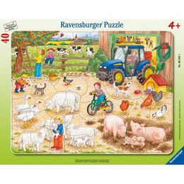 RAVENSBURGER VERLAG Ravensburger Kinderpuzzle - 06332 Auf dem großen Bauernhof - Rahmenpuzzle für Kinder ab 4 Jahren, mit 40 Teilen