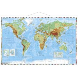 Stiefel Wandkarte Kleinformat Die Welt, physisch, mit Metallstäben, Karte (im Sinne von Landkarte)