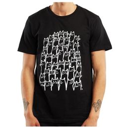 DEDICATED - T-Shirt Stockholm Cat Crowd - T-Shirt Gr S schwarz