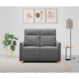 Dorel Home 2-Sitzer Lugo, Kinosofa mit Reclinerfunktion in Kunstleder und Webstoff, mit manueller Relaxfunktion in beiden Sitzen, grau