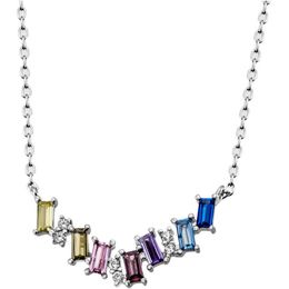 Firetti Kette mit Anhänger Schmuck Geschenk Silber 925 Halsschmuck Halskette Collier Regenbogen, mit Zirkonia (synth), blau|braun|bunt|gelb|lila|rosa|silberfarben|weiß