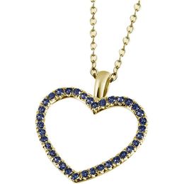 Firetti Kette mit Anhänger Schmuck Geschenk Gold 375 Gold 585 Halsschmuck Halskette Herz, mit Tsavorit, Rubin, Saphir oder Brillanten, blau
