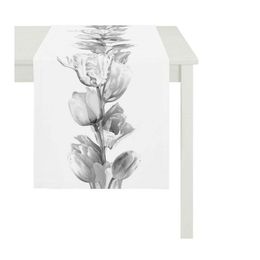 Apelt Tischdecke 5906 SPRINGTIME Tulpen, Frühjahrsdeko, Frühling (1-tlg), grau|weiß