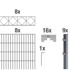 Alberts Doppelstabmattenzaun Bergen, (Set), anthrazit, Höhe: 100-160cm, Gesamtlänge: 10-20m, zum Einbetonieren, grau