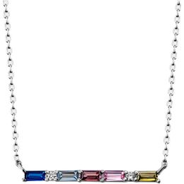 Firetti Kette mit Anhänger Schmuck Geschenk Silber 925 Halsschmuck Halskette Collier Regenbogen, mit Zirkonia (synth), blau|bunt|gelb|rosa|rot|silberfarben|weiß
