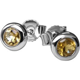 Firetti Paar Ohrstecker Schmuck Geschenk Silber 925 Ohrschmuck Ohrringe Solitär, mit Blautopas (behandelt), Citrin oder Amethyst, gelb|silberfarben