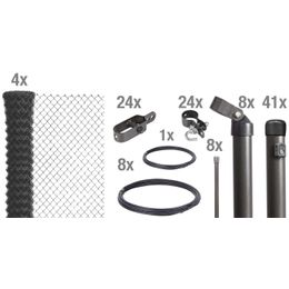 Alberts Maschendrahtzaun, (Set), Höhe: 80 - 200 cm, Gesamtlänge: 15 - 100 m, zum Einbetonieren, grau