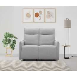 Dorel Home 2-Sitzer Lugo, Kinosofa mit Reclinerfunktion in Kunstleder und Webstoff, mit manueller Relaxfunktion in beiden Sitzen, grau