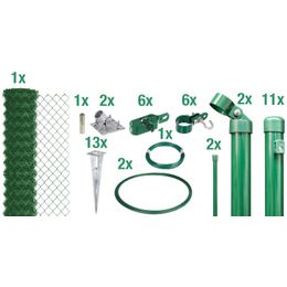 Alberts Maschendrahtzaun, (Set), Höhe: 80-200cm, Gesamtlänge: 15-25m, mit Bodenhülsen, grün