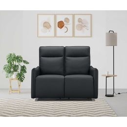 Dorel Home 2-Sitzer Lugo, Kinosofa mit Reclinerfunktion in Kunstleder und Webstoff, mit manueller Relaxfunktion in beiden Sitzen, schwarz