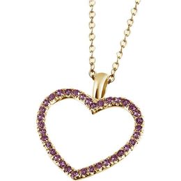 Firetti Kette mit Anhänger Schmuck Geschenk Gold 375 Gold 585 Halsschmuck Halskette Herz, mit Tsavorit, Rubin, Saphir oder Brillanten, rot