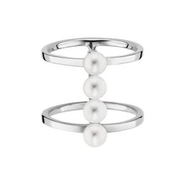 CAI CAÏ Fingerring 925-/ Sterling Silber rhodiniert Perlen, weiß