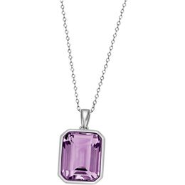 Firetti Kette mit Anhänger Schmuck Geschenk Silber 925 Halsschmuck Halskette Ankerkette Quadrat, mit Amethyst oder Topas, lila|silberfarben