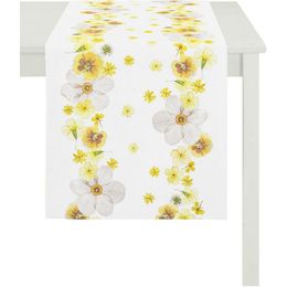 Apelt Tischläufer 2202 SPRINGTIME, Frühjahrsdeko, Frühling (1-tlg), gelb|weiß