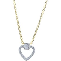 Firetti Kette mit Anhänger Schmuck Geschenk Silber 925 Halsschmuck Halskette Ankerkette Herz, mit Zirkonia (synth), gelb|goldfarben|silberfarben|weiß