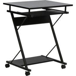 Inosign Computertisch ERVIE, Rolltisch, Laptoptisch, stabiles Metallgestell, mit Tastaturauszug, 60x73 cm, schwarz