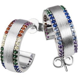 Firetti Paar Creolen Schmuck Geschenk Silber 925 Ohrschmuck Ohrringe, mit Zirkonia (synth), blau|bunt|grün|lila|silberfarben|weiß