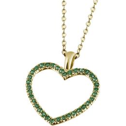 Firetti Kette mit Anhänger Schmuck Geschenk Gold 375 Gold 585 Halsschmuck Halskette Herz, mit Tsavorit, Rubin, Saphir oder Brillanten, grün