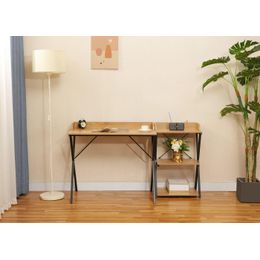 Home Affaire Büromöbel-Set Forres, bestehend aus Schreibtisch & Regal, (1-St), Metallgestell, einzeln stellbar, FSC®-zertifiziert, beige