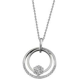 Firetti Kette mit Anhänger Schmuck Geschenk Silber 925 Halsschmuck Halskette Ankerkette Kreis, mit Zirkonia (synth), silberfarben|weiß