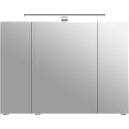 Saphir Spiegelschrank 6005 Sprint Badschrank, 3 Spiegeltüren, 6 Einlegeböden, 98 cm breit inkl. LED-Beleuchtung, Türdämpfer, Schalter-/Steckdosenkombination, weiß