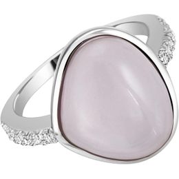 Firetti Fingerring Schmuck Geschenk Silber 925 Silberring Ring, mit Chalcedon oder Rosenquarz und Zirkonia (synth), rosa|silberfarben|weiß