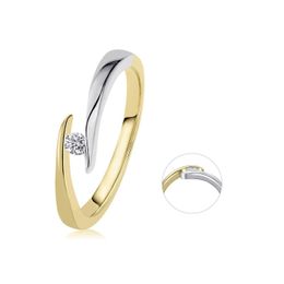ONE ELEMENT Diamantring 0,05 ct Diamant Brillant Spannfassung Ring aus 585 Gelbgold, Damen Gold Schmuck Spannfassung, goldfarben