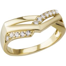 Firetti Fingerring Schmuck Geschenk Silber 925 Silberring Ring Spitze, mit Zirkonia (synth), gelb|goldfarben|weiß