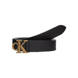Calvin Klein Jeans Ledergürtel mit CK-Monogrammschnalle, schwarz