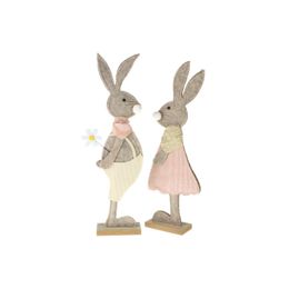 Macosa Home Osterhase 2er Set Deko-Hasen Filz Beige Rosa 40 cm Hasenpaar Osterhase Osterdeko (Deko-Figur Ostern