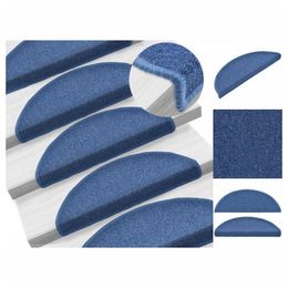 vidaXL Stufenmatte 15 Stk Treppenmatten Blau 65 x 24 x 4 cm