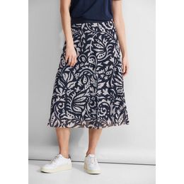 Street One Plisseerock Mesh Plissée Skirt mit elastischem Bund, blau