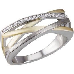 Firetti Fingerring Schmuck Geschenk Silber 925 Silberring Ring Bicolor, mit Zirkonia (synth), gelb|goldfarben|silberfarben|weiß