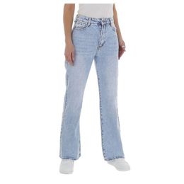 Ital-Design Straight-Jeans Damen Freizeit Used-Look Straight Leg Jeans in Hellblau