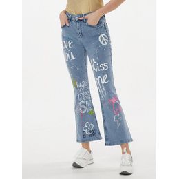 Sarah Kern Bootcut-Jeans Schlaghose figurbetont mit Paintingeffekten