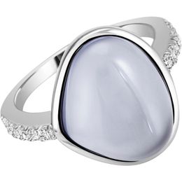 Firetti Fingerring Schmuck Geschenk Silber 925 Silberring Ring, mit Chalcedon oder Rosenquarz und Zirkonia (synth), blau|silberfarben