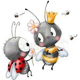 Corileo Aufnäher Bügelbild Queen Bee (Biene u. Marienkäfer)