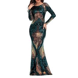 FIDDY Abendkleid Abendkleid im Meerjungfrau-Stil mit hoher Taille und langen Ärmeln