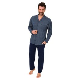 Normann Pyjama Herren Langarm Schlafanzug zum durchknöpfen