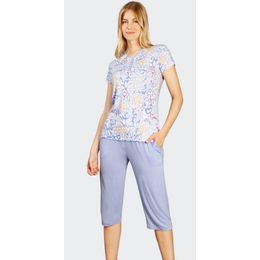Hajo Schlafanzug Damen Pyjama mit Caprihose (2 tlg) Baumwolle