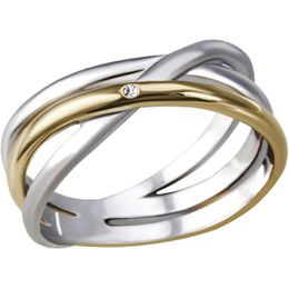Firetti Fingerring Schmuck Geschenk Silber 925 Silberring Ring Bicolor, mit Zirkonia (synth), gelb|goldfarben|silberfarben