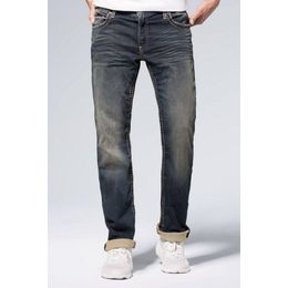 CAMP DAVID Comfort-fit-Jeans CO:NO Münztasche mit Ziernaht, blau
