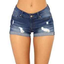 FIDDY Jeansshorts Bedruckte zerrissene Denim-Shorts – Damen-Denim-Shorts – Hotpants