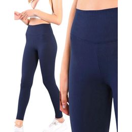 VOGSIGN Highwaist Leggings Damen Leggings mit Rippstruktur Leggins für Freizeit Yoga Sport S-5XL sehr weich und elastisch