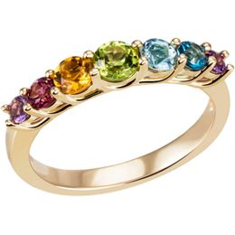 Firetti Fingerring Schmuck Geschenk Silber 925 Silberring Ring Regenbogen, mit Amethyst, Rhodolith, Citrin, Peridot, Topas, blau|bunt|gelb|goldfarben|grün|lila|rot