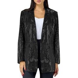 FIDDY A-Linien-Kleid Damen Pailletten Blazer Pailletten Schimmer Jacke Lässig Langarm