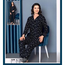 fashionshowcase Schlafanzug Damen Pyjama Set Langärmliges Hemd Lange Hose 100% Baumwolle (Zweiteiler