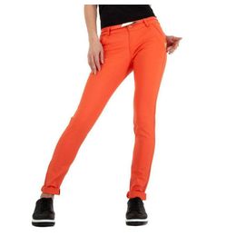 Ital-Design Röhrenhose Damen Freizeit Stretch Skinny-Hose in Orange